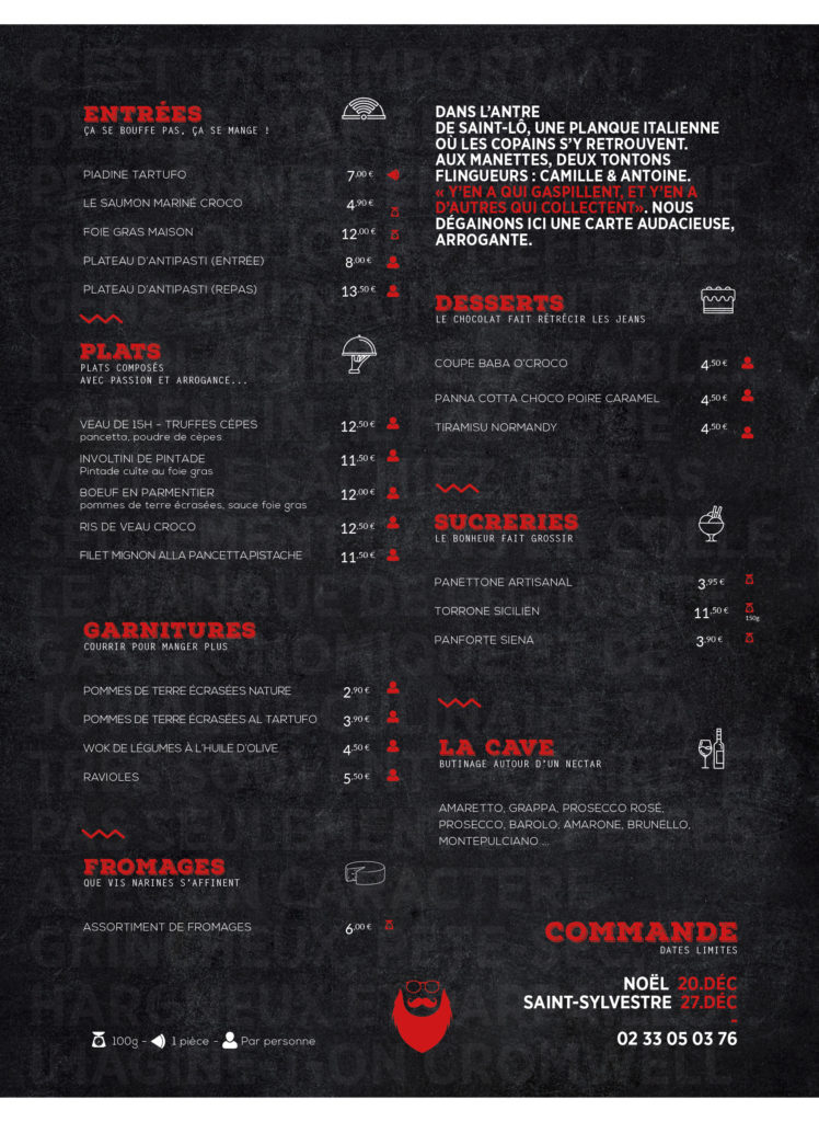 Votre menu pour les fêtes - LE CROCO